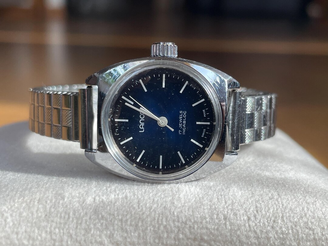 Rare 1960 Vintage Swiss Mid Size Ladies Dress Watch Lanco Silver Color ...