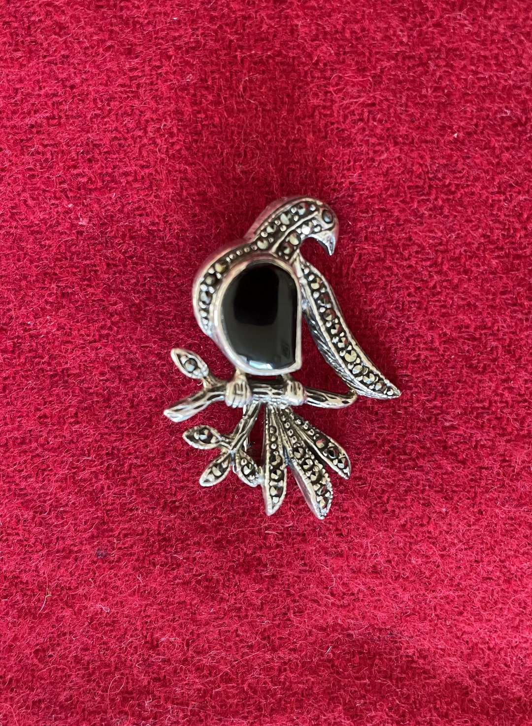 Vintage Silver Brooch With Onyx, Vintage Stylish Women Present, Brooch ...