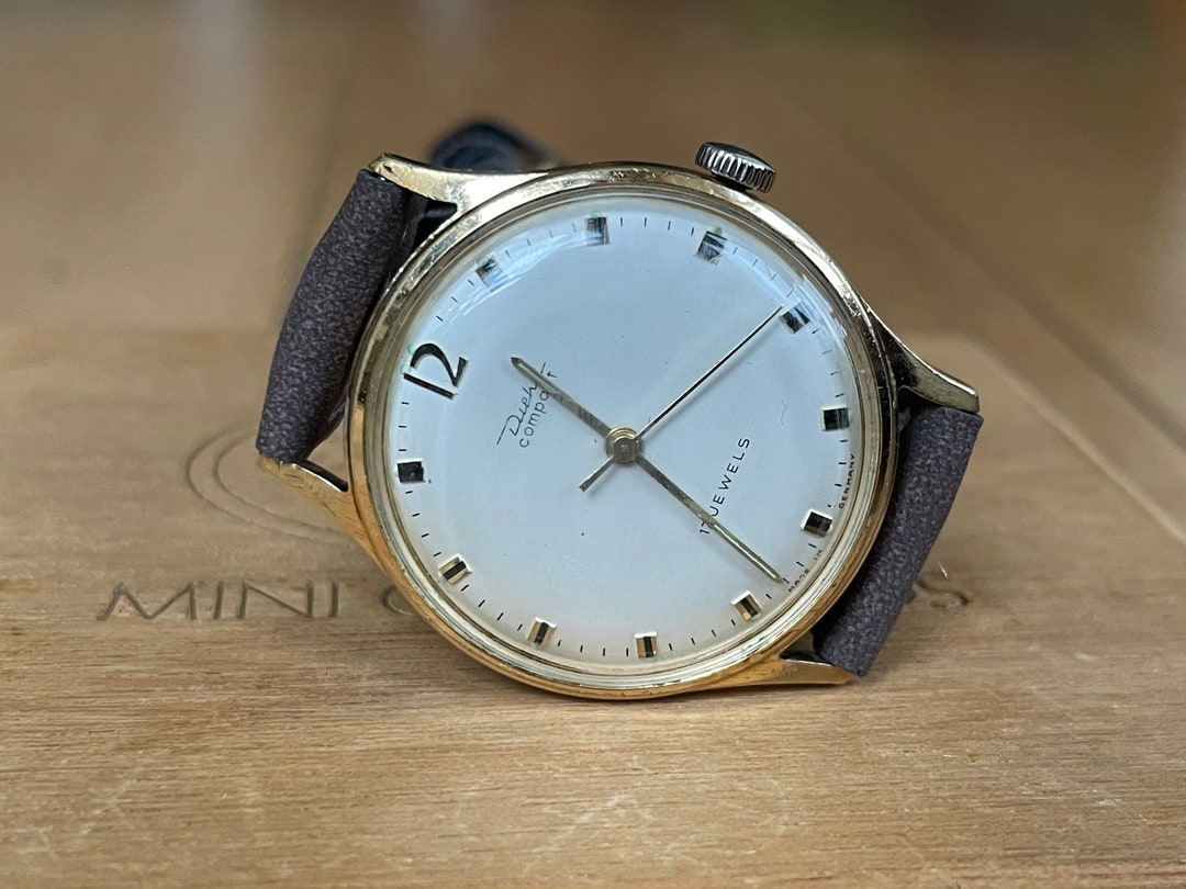 1950 German Vintage Mechanical Men's Wristwatch Diehl Compact Golden ...