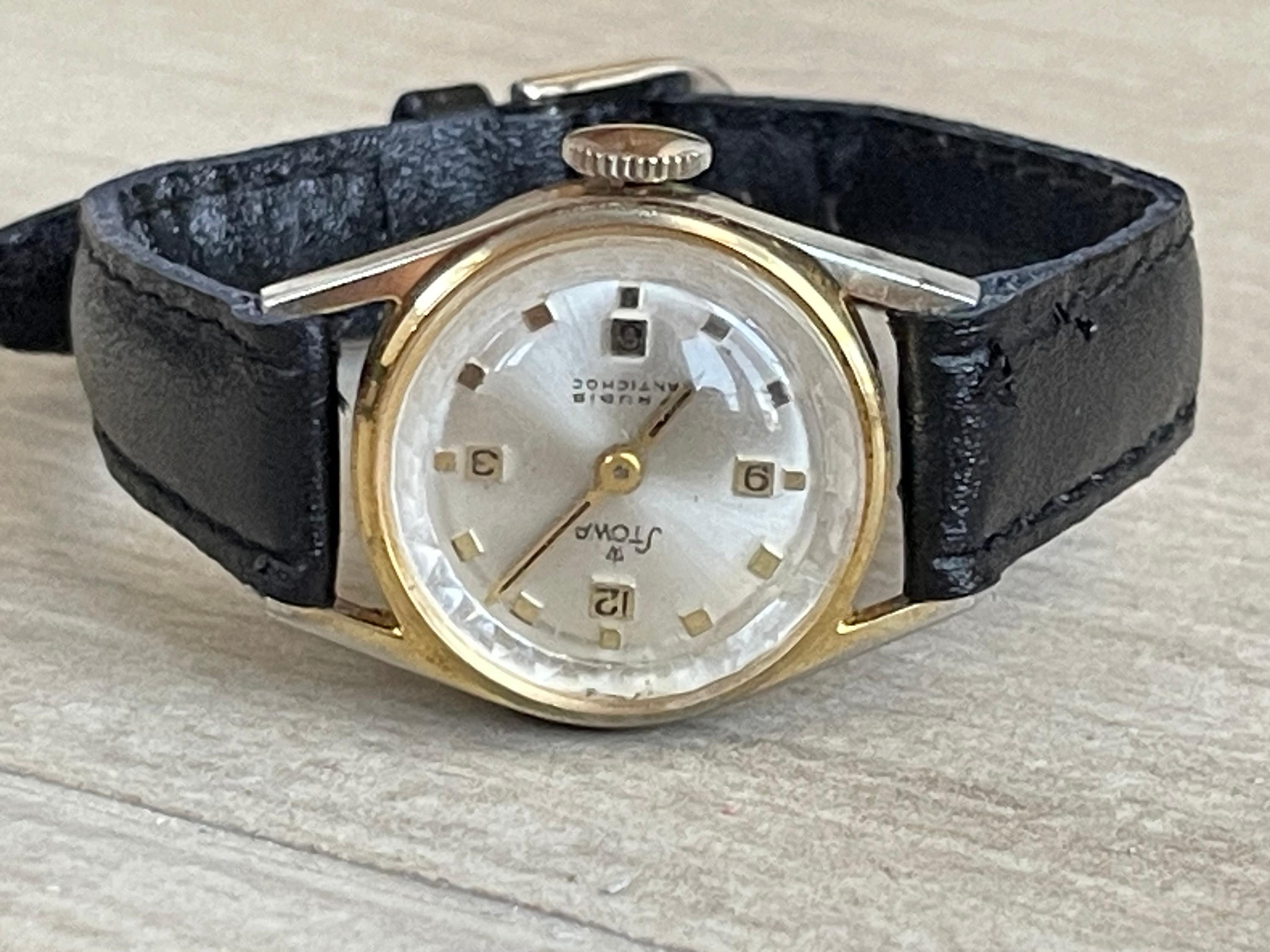 Chic 1960 Vintage German Ladies Wristwatch Stowa Golden Color Case ...