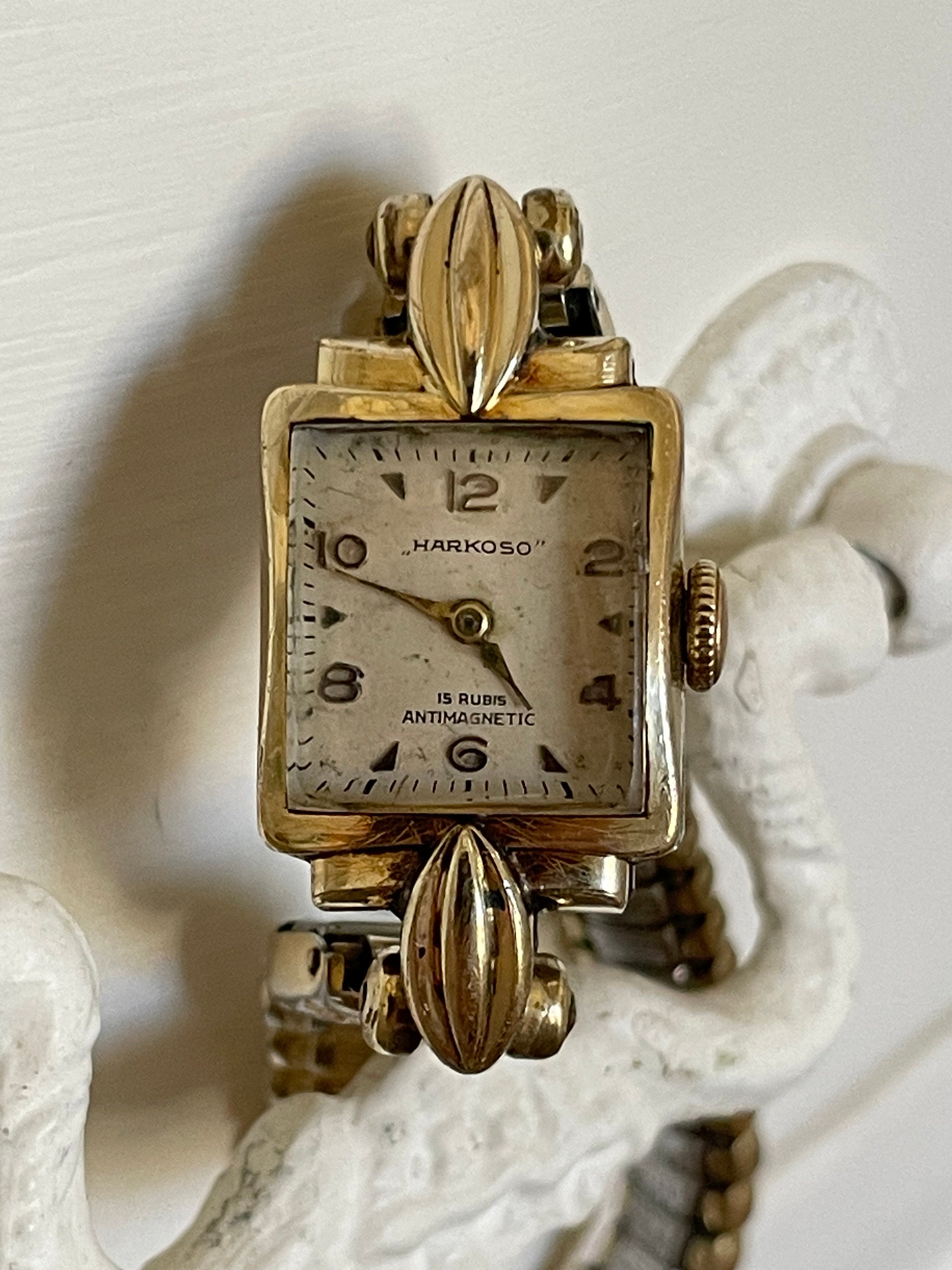 Stunning 1950’s Vintage Gold Plated German Ladies Wristwatch Harkoso ...