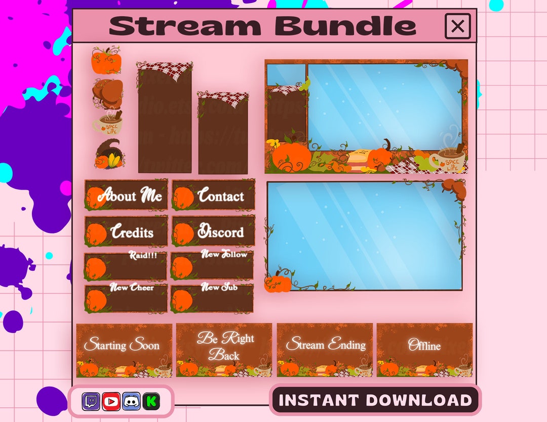Autumn Pumpkin Spice Streamer Bundle: Hand-drawn Alerts, Sub Badges ...