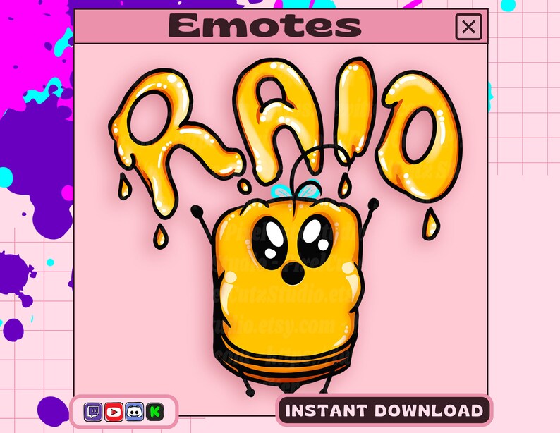 Honey Bee Emote, Twitch Emote, Discord Emote, Youtube Emote, Cute Honey ...