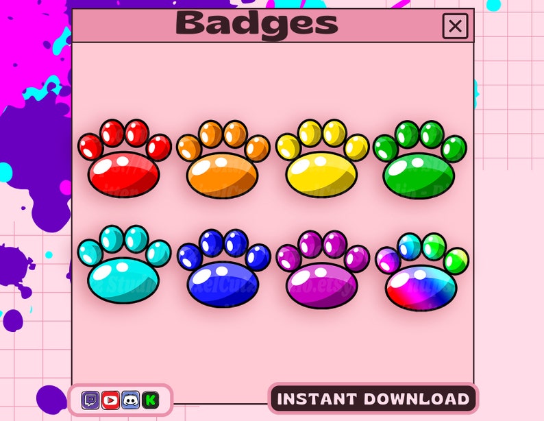 Colorful Rainbow Cat Paw Emotes for Twitch, Discord, and Youtube ...