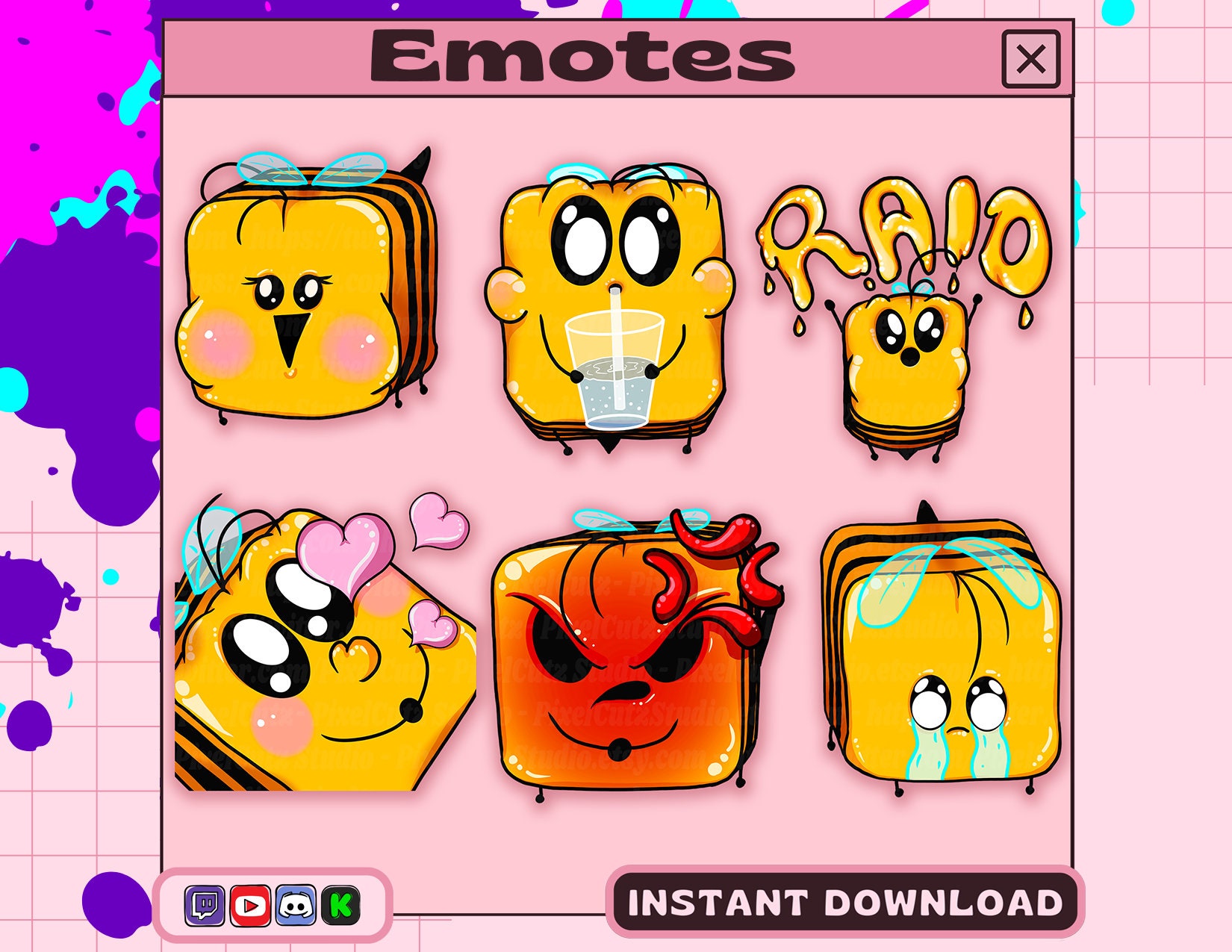 Honey Bee Emote, Twitch Emote, Discord Emote, Youtube Emote, Cute Honey ...