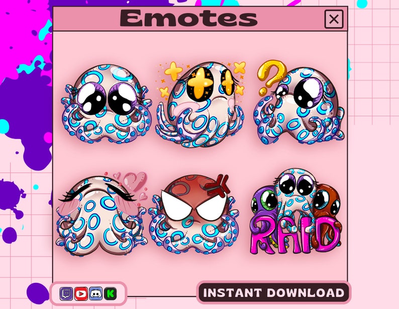 Cute Blue Ringed Octopus Emotes for Twitch, Youtube, Kick and Discord ...