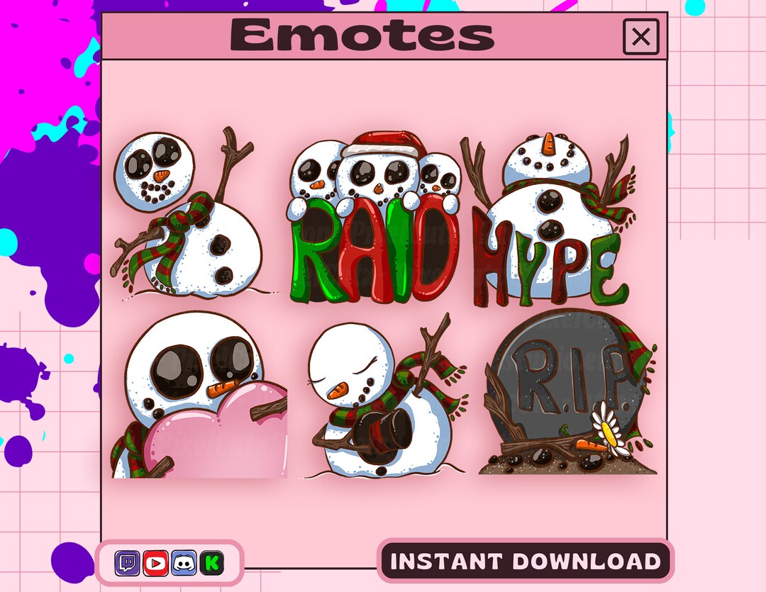 Charming Snowman Emotes - 6 Christmas Icons for Twitch, Kick, Youtube ...