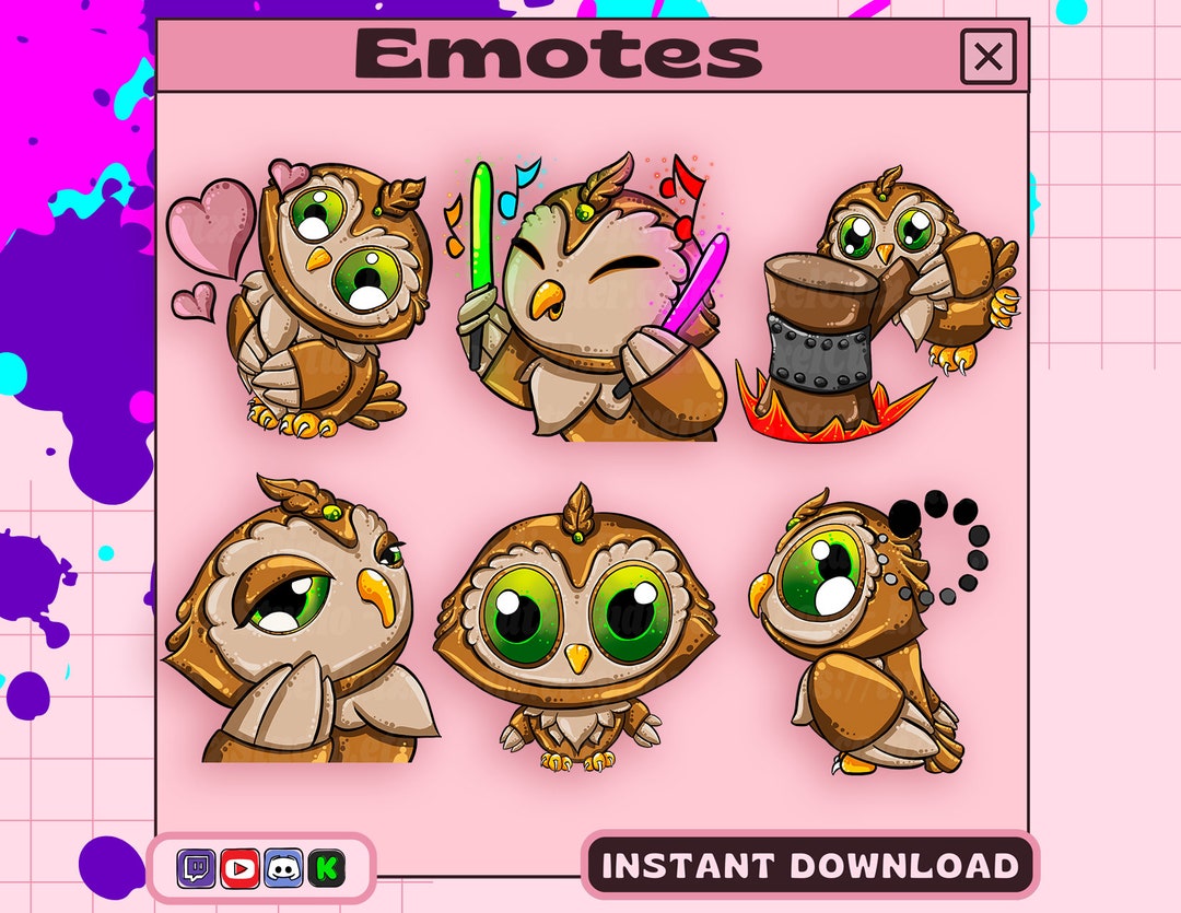 Cute Gold Owl Emotes for Twitch, Kick, Discord, and Youtube - Etsy