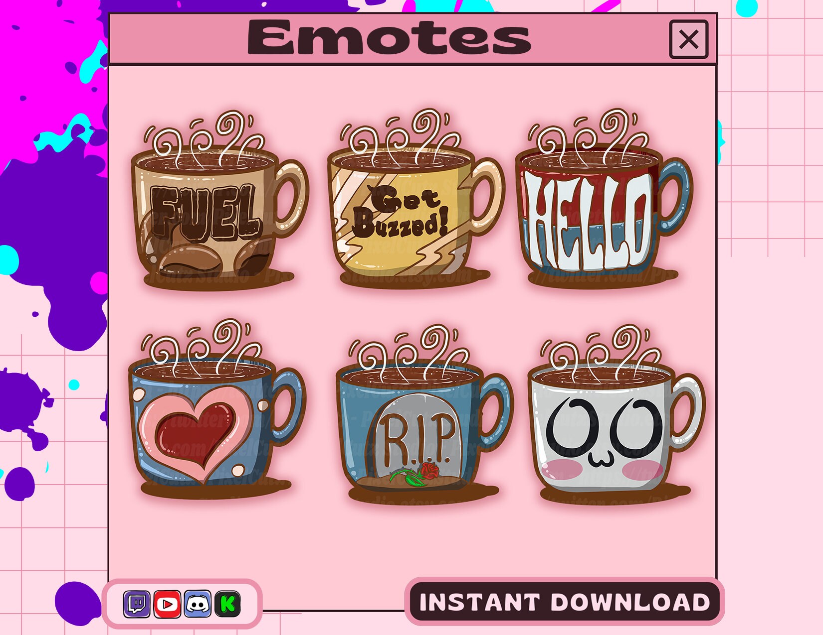 Cute and Cozy Coffee Time Emotes for Twitch, Discord, Kick, and Youtube ...