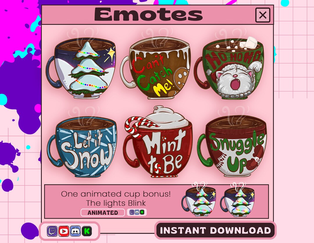 Christmas Coffee Cup Emotes for Twitch Kick Youtube and - Etsy