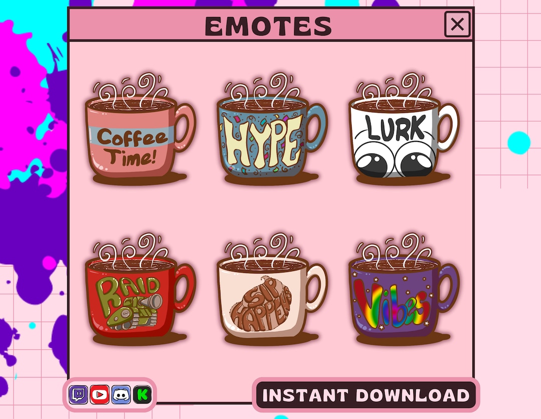 Cute and Cozy Coffee Time Emotes for Twitch, Discord, Kick, and Youtube ...