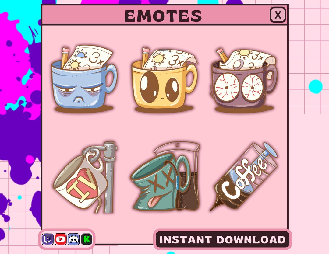 Cute Coffee Mug Emote Pack With a Mug for Morning, Noon, and Night ...