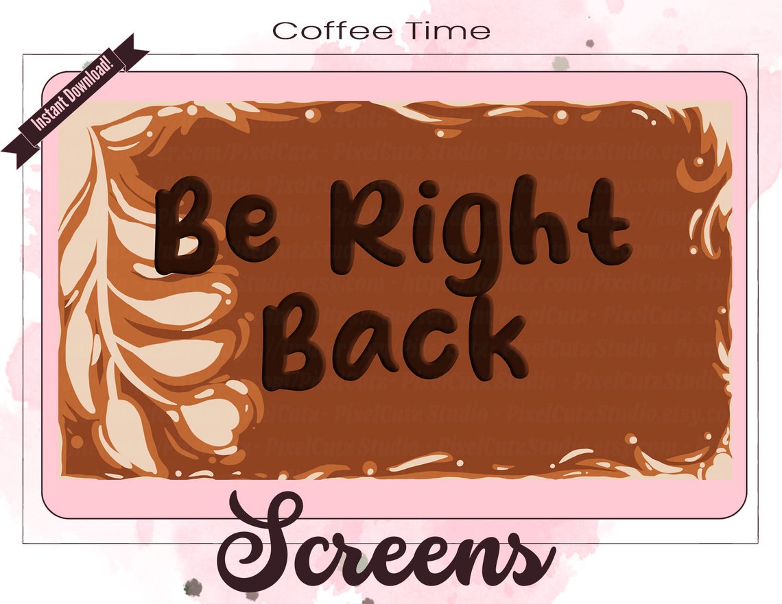 5x Cute Coffee Foam Art Streaming Screens, Starting Soon, Stream Ending ...