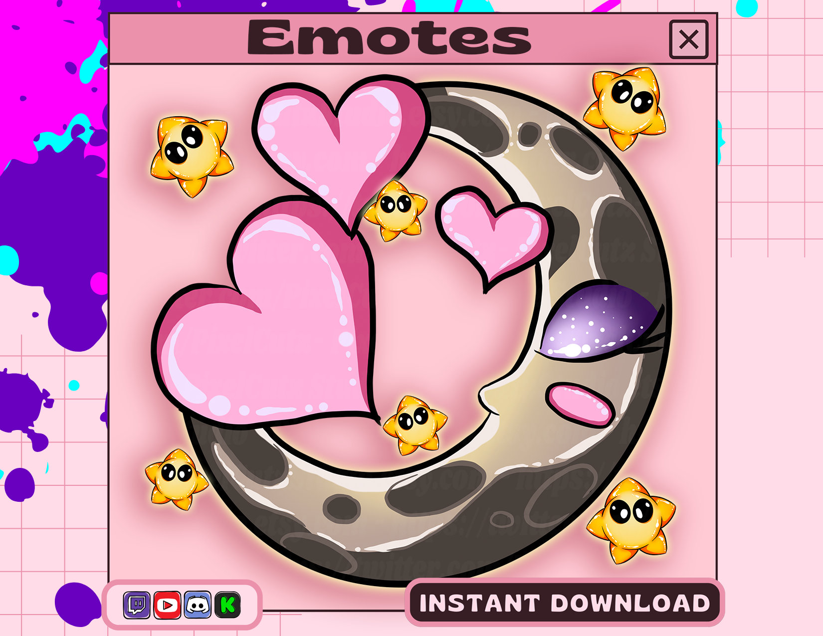 Celestial Moon Twitch Emotes: Expressive Lunar Designs for Twitch ...