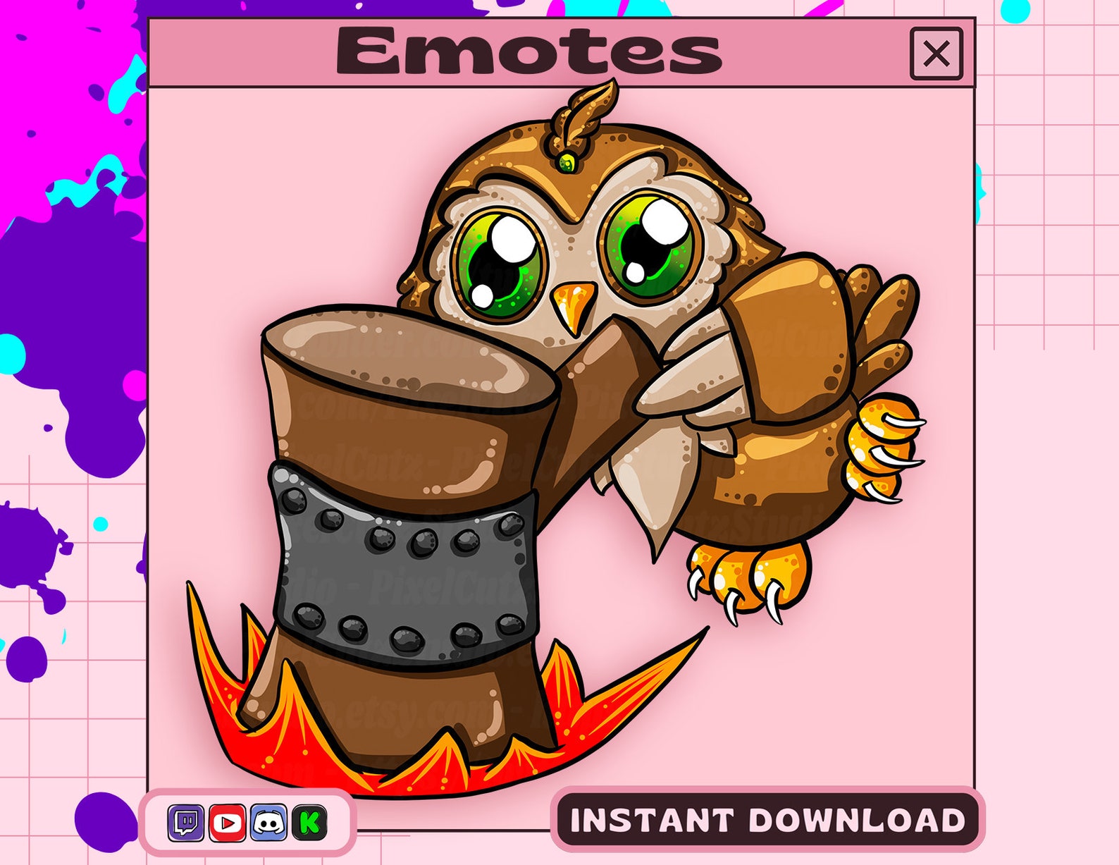 Cute Gold Owl Emotes for Twitch, Kick, Discord, and Youtube - Etsy