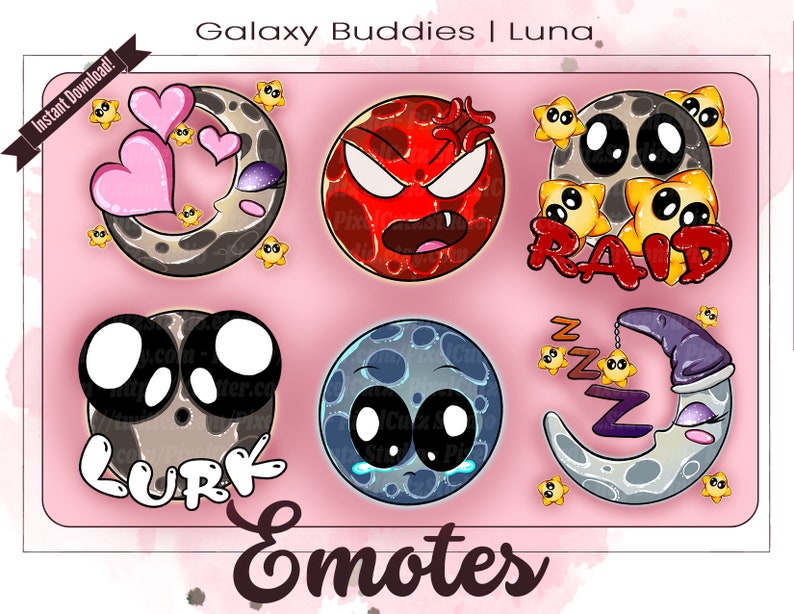 Celestial Moon Twitch Emotes: Expressive Lunar Designs for - Etsy