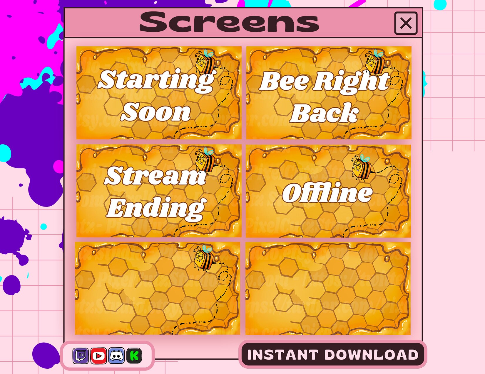 Full Honeycomb Stream Package, Honey Bee Emotes, Honeycomb Badges ...