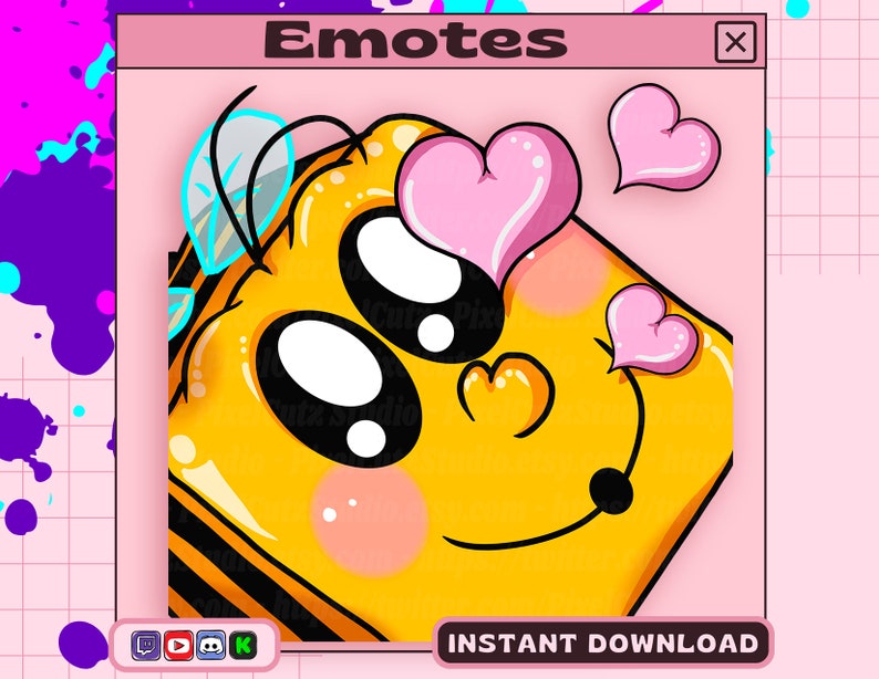 Honey Bee Emote, Twitch Emote, Discord Emote, Youtube Emote, Cute Honey ...