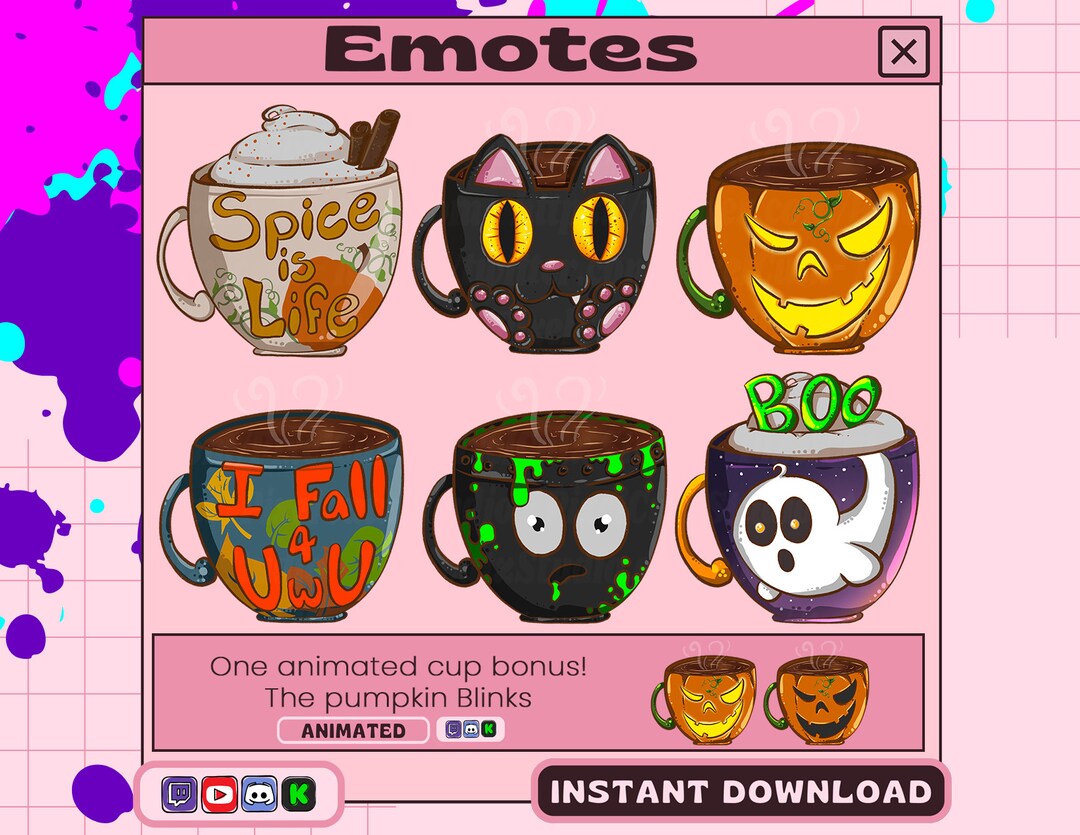 Autumn Coffee Cup Emotes for Twitch, Kick, Youtube, and Discord - Etsy