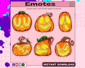 Pumpkin Painted Scary Faces Emote Package X4 Twitch/discord/kick ...