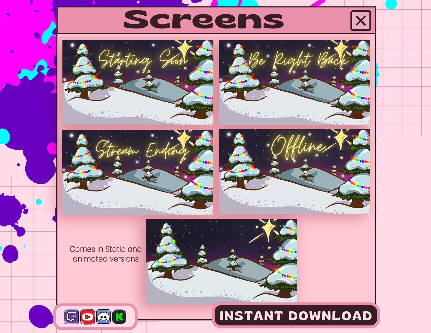 Winter Wonderland Streamer Overlay Package: Animated Winter Scene With ...