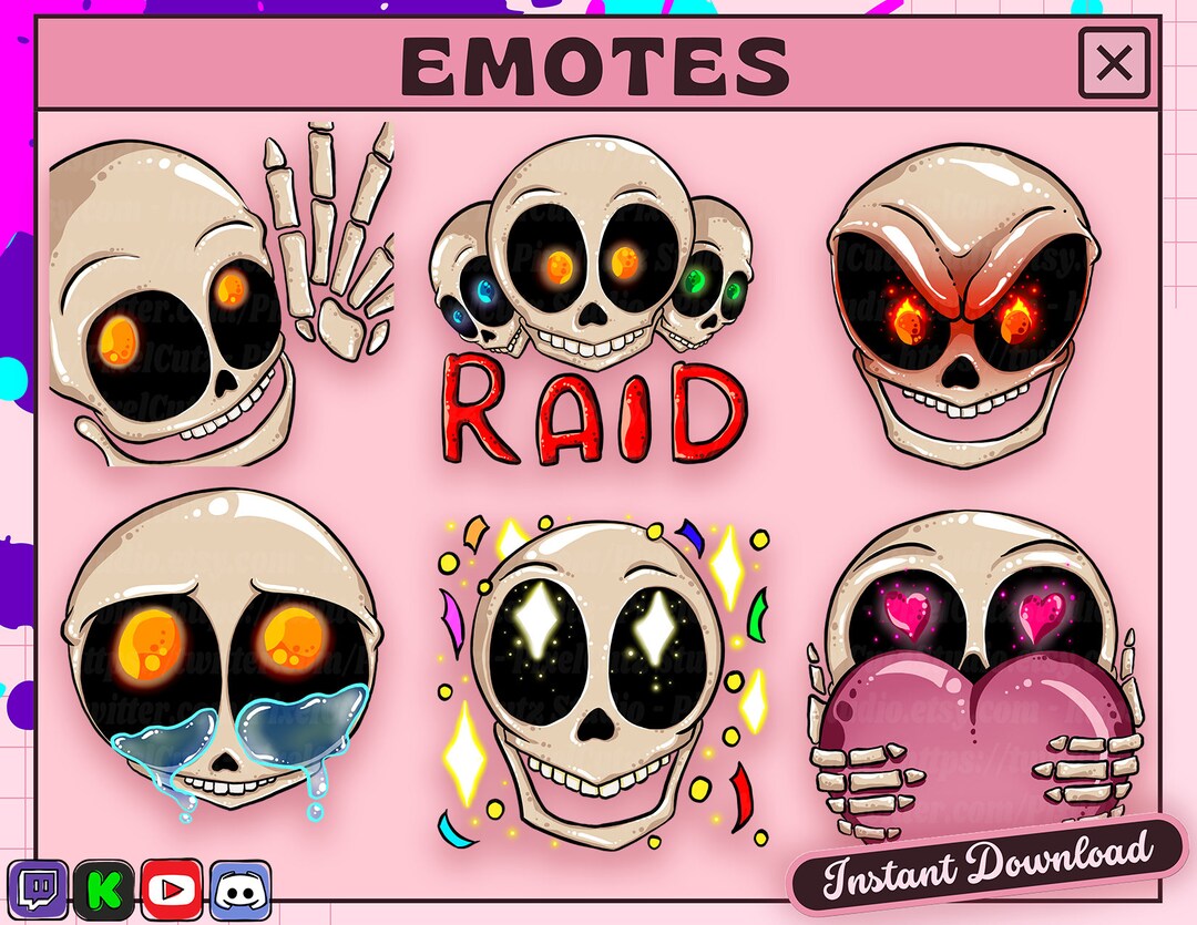 Spooky Skull Emotes for a Hauntingly Good Time on Twitch - Etsy