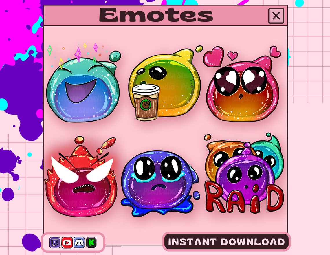 Cute Slime Emotes for Twitch, Kick, Youtube, and Discord - Etsy