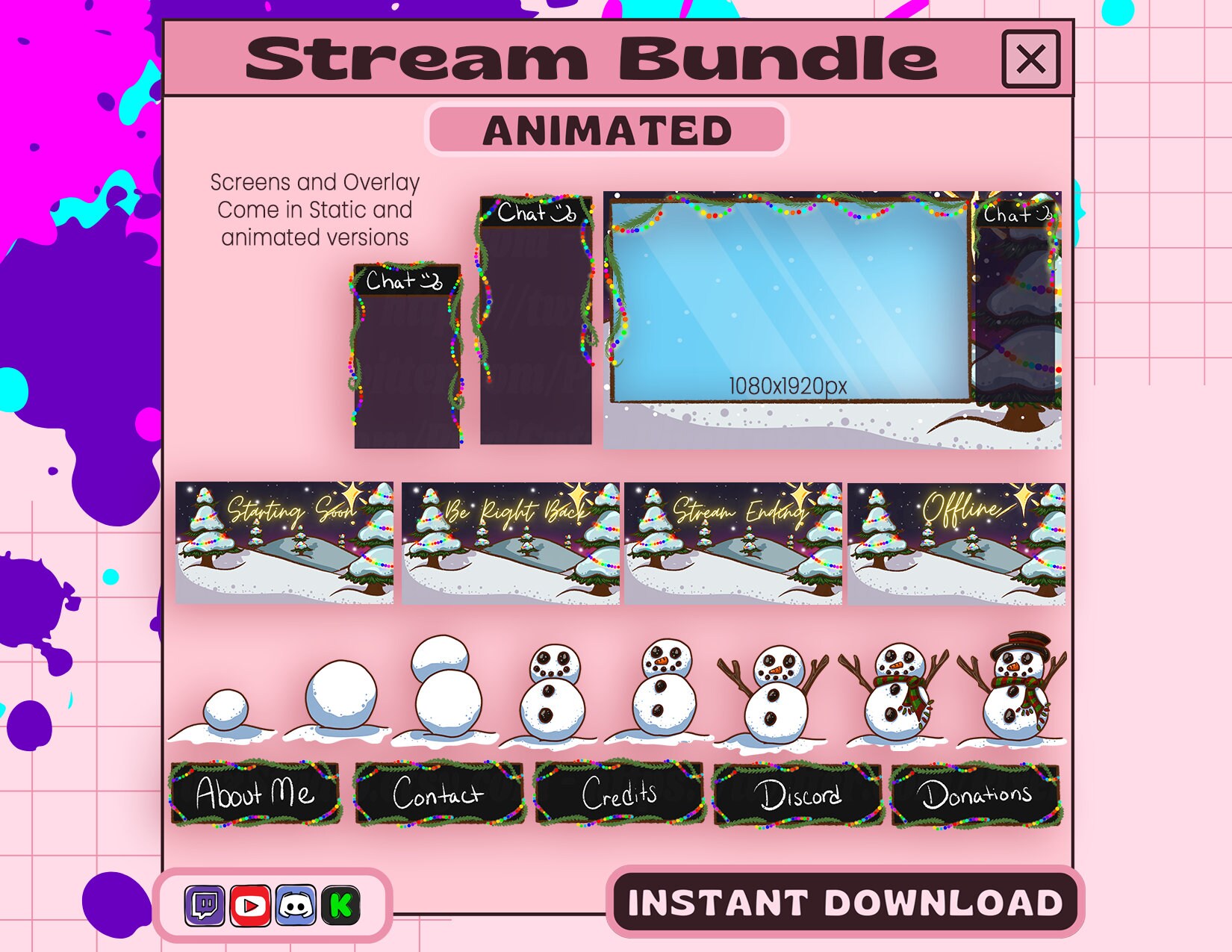 Winter Wonderland Streamer Overlay Package: Animated Winter Scene With ...