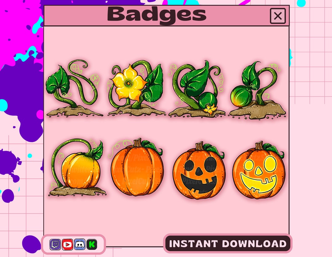 Halloween Pumpkin Sprout Badges for Twitch, Kick, Youtube, and Discord ...