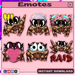 Cute Spider Emotes for Twitch, Kick, Youtube, and Discord | Adorable ...