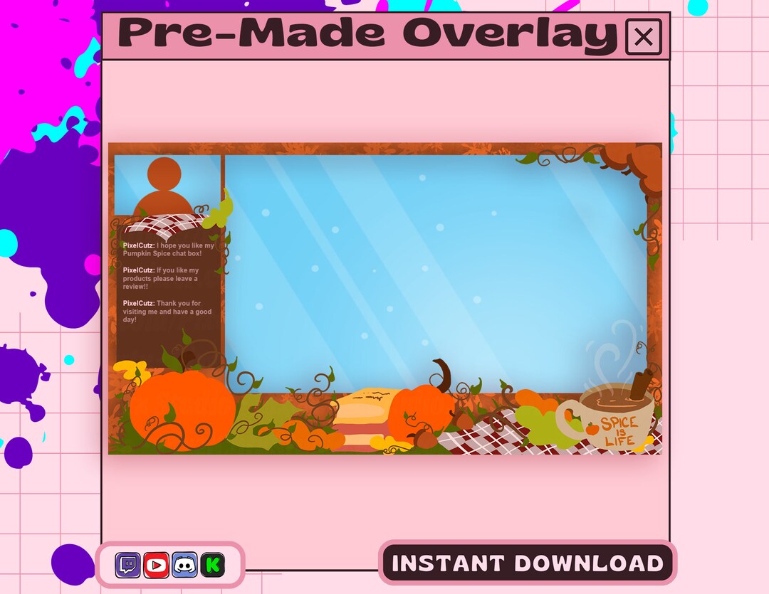 Autumn Bliss Streamer Overlay Fall-themed Stream Design Pumpkin Spice ...