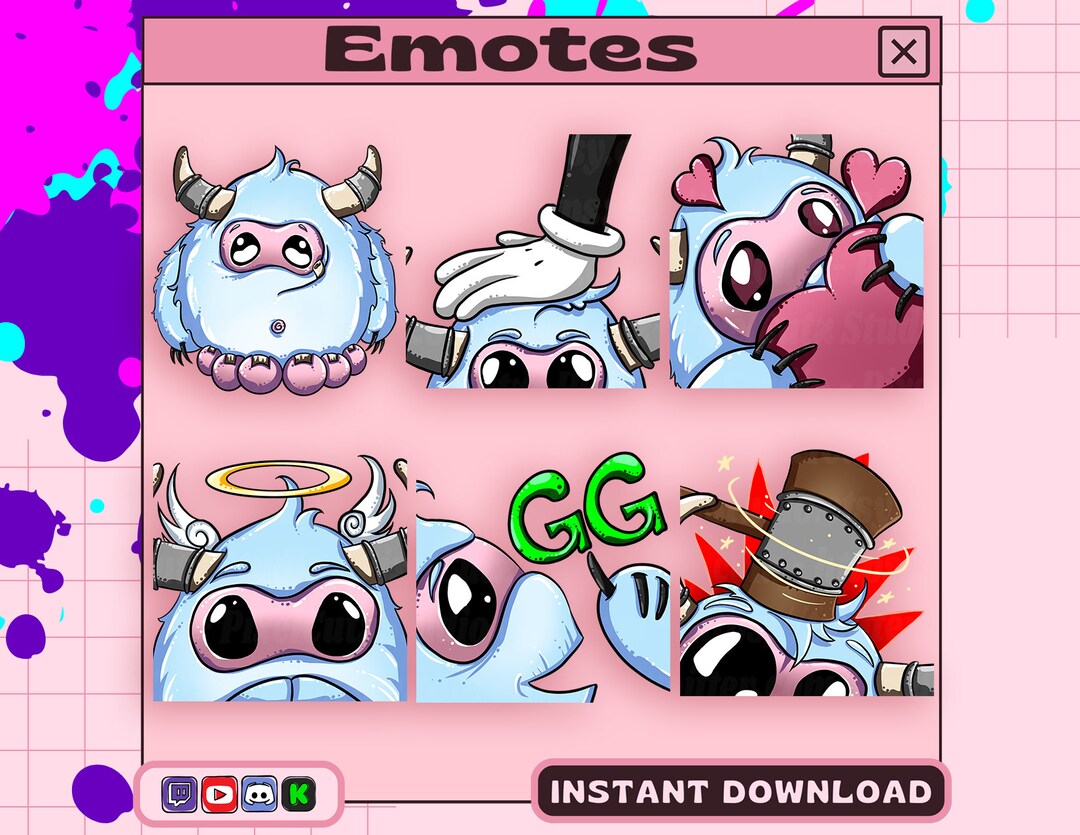 Charming Yeti Emotes 6 Frosty Emotes for Twitch, Kick, Youtube, Discord ...