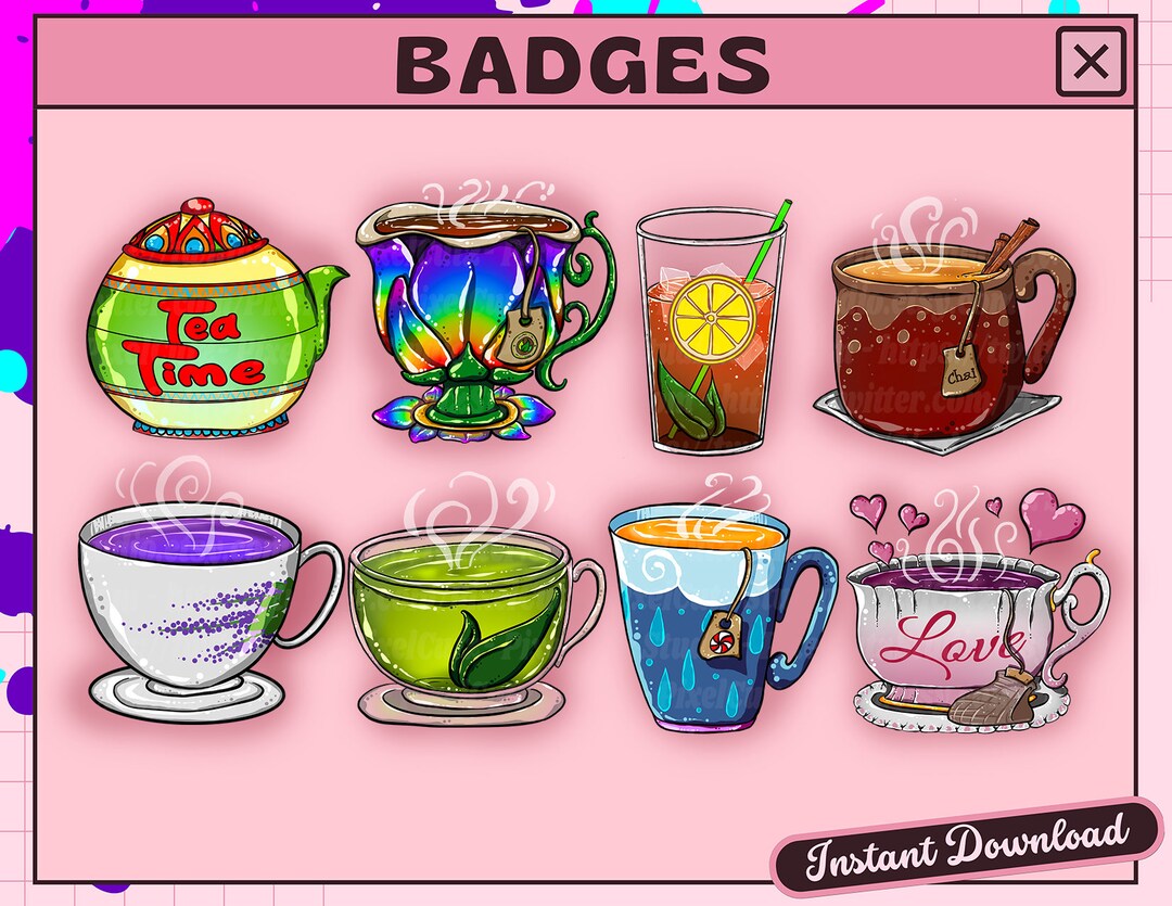 Tea Time Cozy Tea Cup Emotes / Sub Badges for Twitch Kick - Etsy