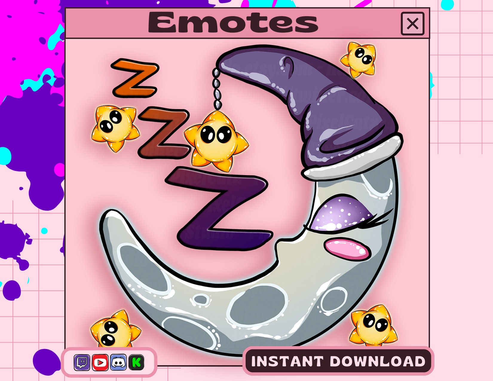 Celestial Moon Twitch Emotes: Expressive Lunar Designs for Twitch ...