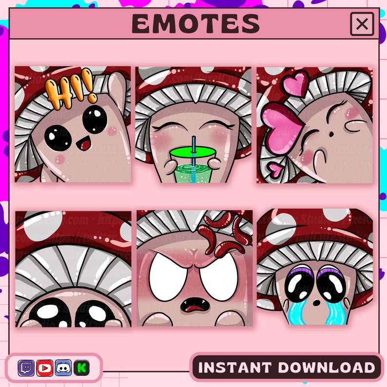Cottage Core Magic: Whimsical Mushroom Emotes for Twitch - Etsy