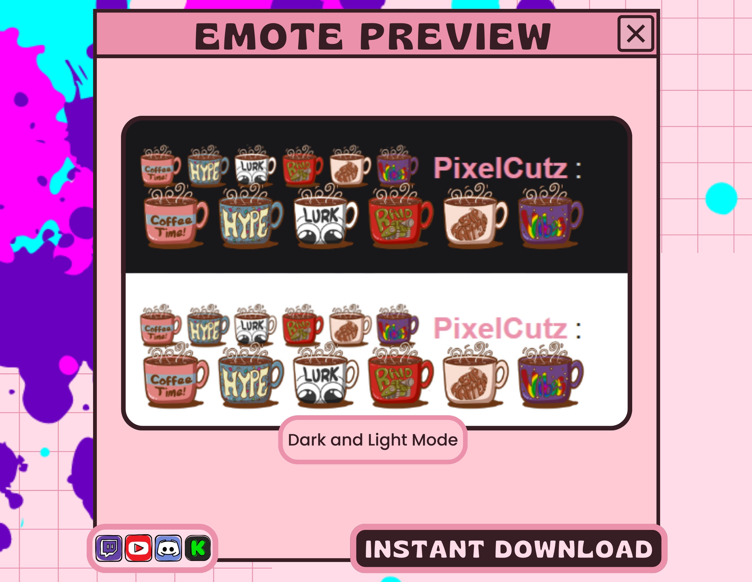 Cute and Cozy Coffee Time Emotes for Twitch, Discord, Kick, and Youtube ...