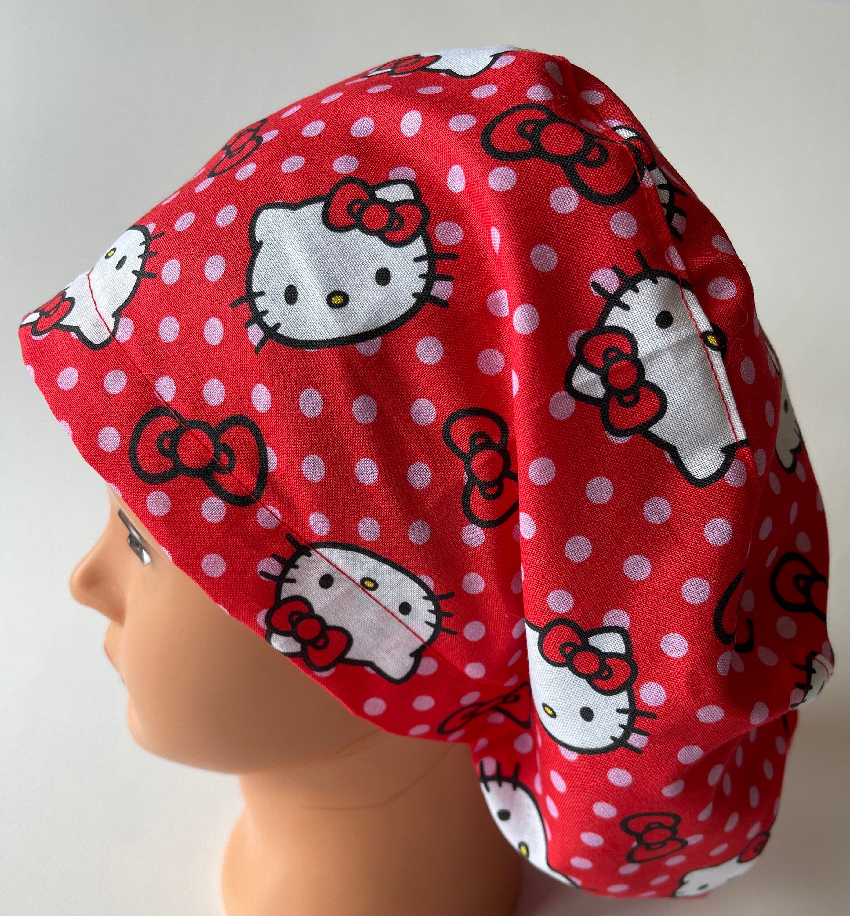 Hello Kitty Themed Surgical Scrub Cap. RED. Pleated Back. - Etsy