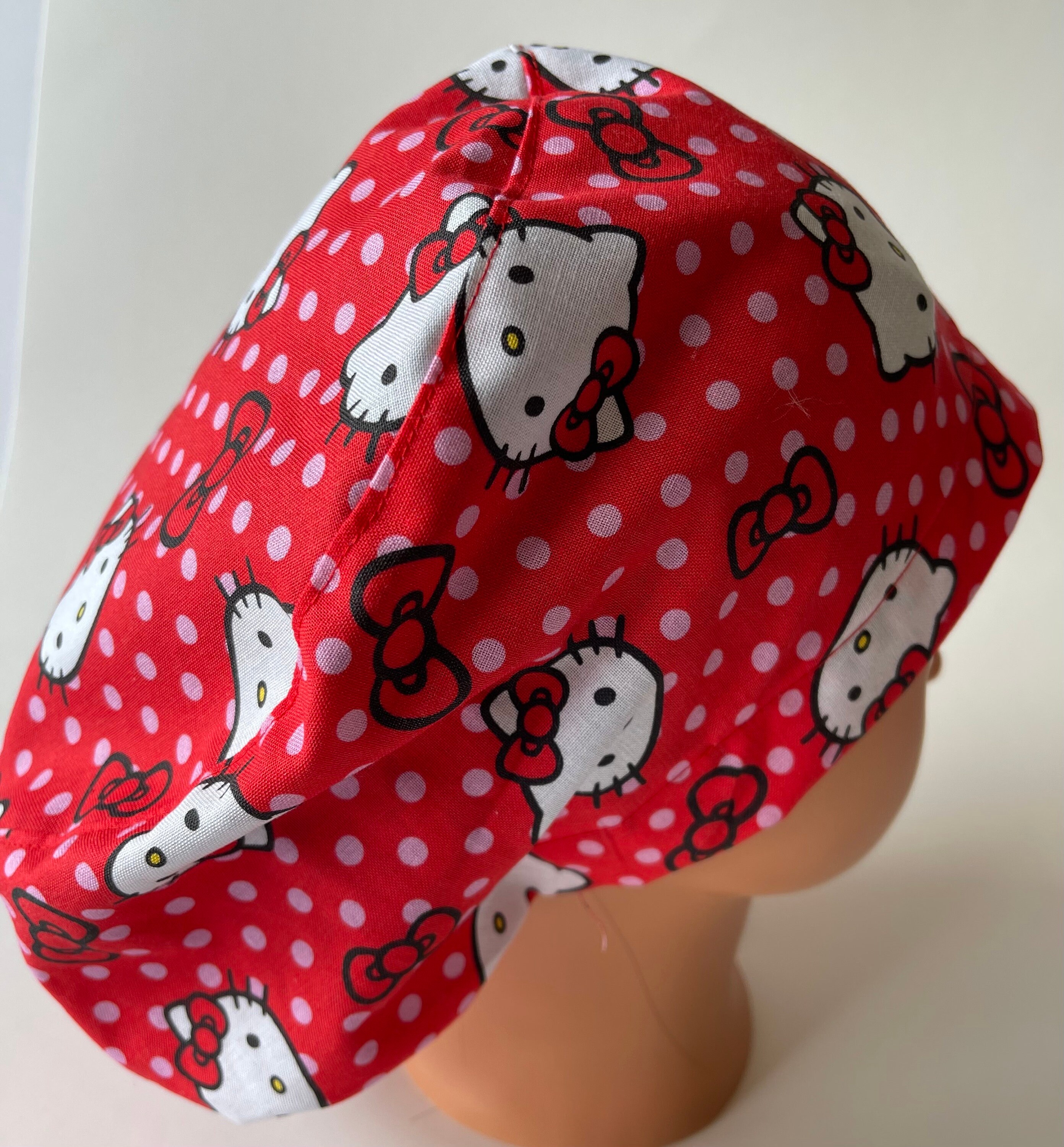 Hello Kitty Themed Surgical Scrub Cap. RED. Pleated Back. - Etsy