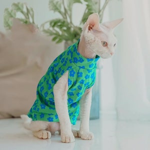 Green Flower Sphynx Hairless Cats Clothes, Bambino Devon Rex Sphynx Cat Clothing - Etsy