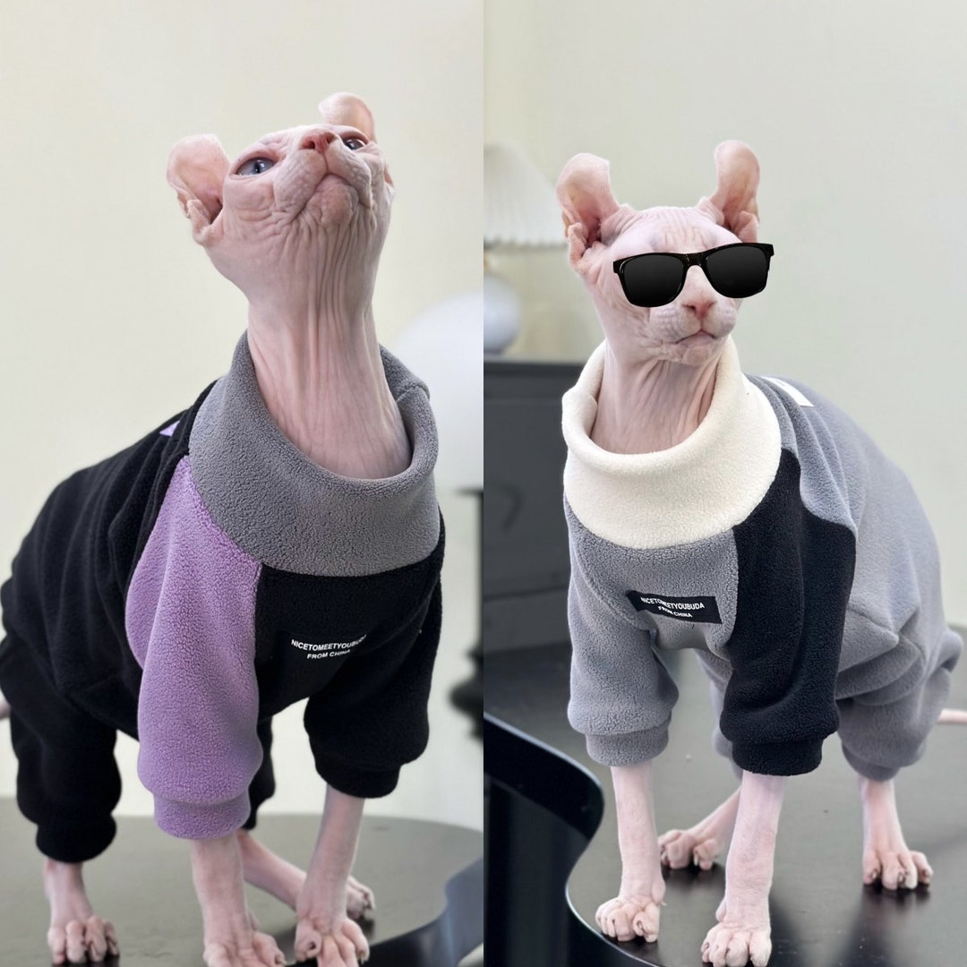 2/4-legged Sphynx Hairless Cats Clothes, Winter Warm Sweatshirt for ...