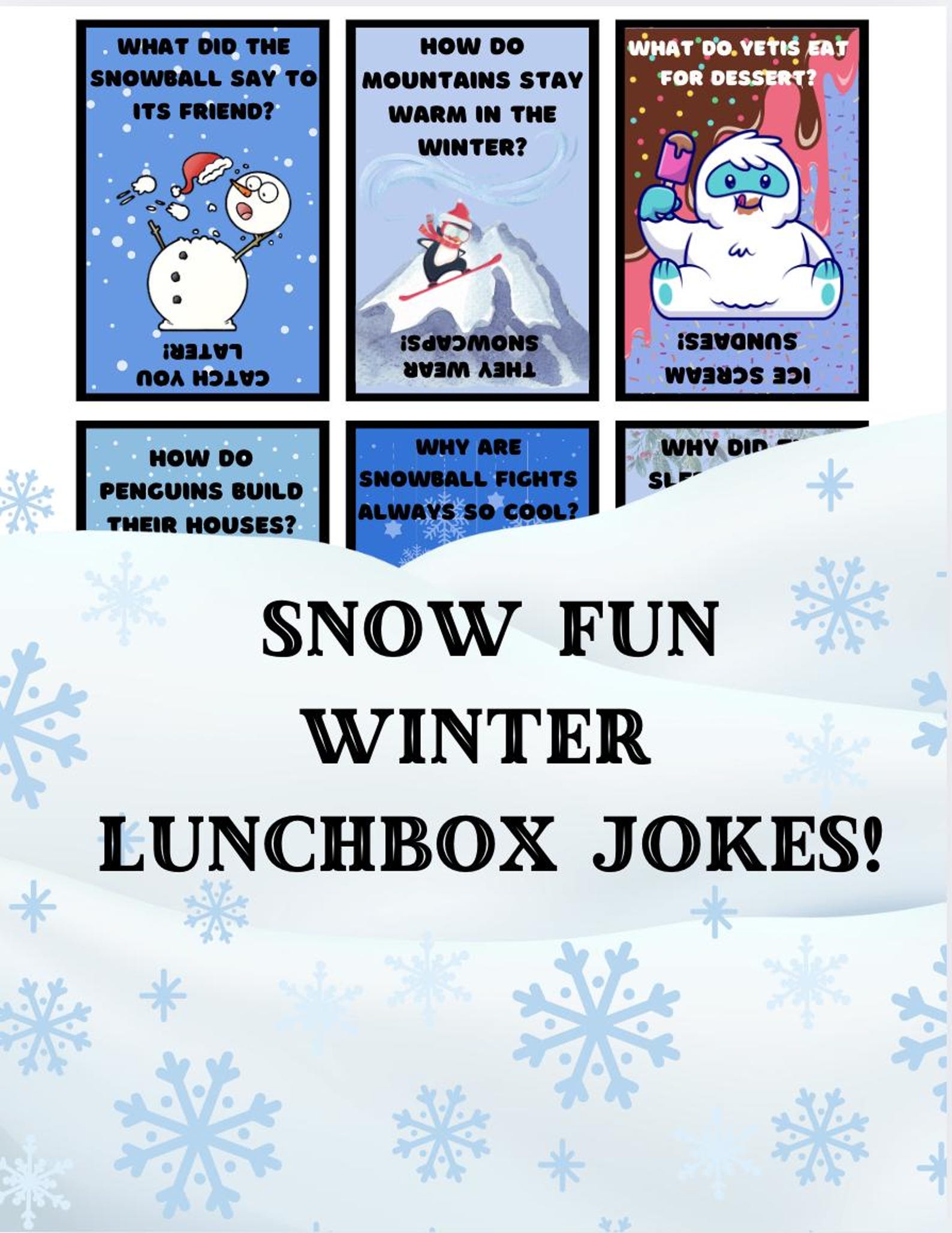 Snow Fun Winter Lunchbox Jokes | Print at Home | Downloadable - Etsy