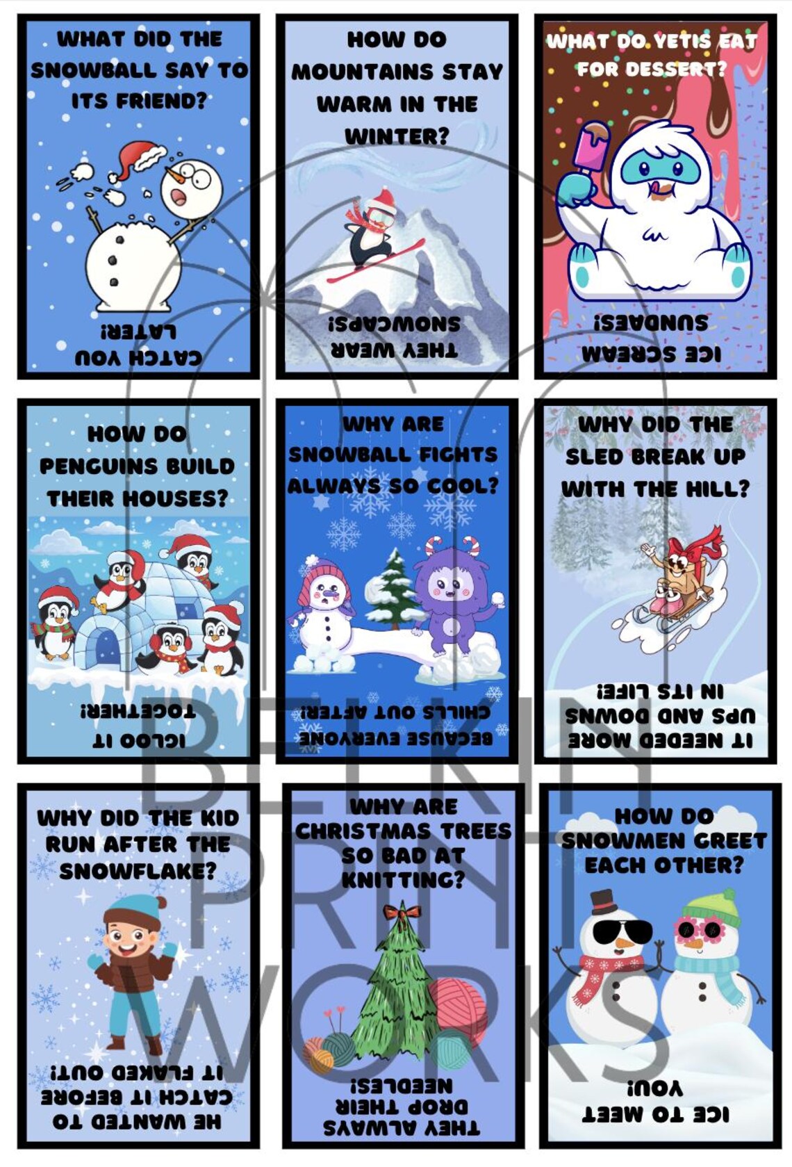Snow Fun Winter Lunchbox Jokes | Print at Home | Downloadable - Etsy