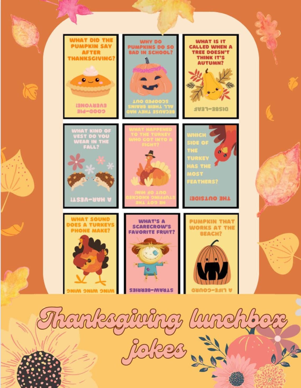 Thanksgiving & Fall Lunchbox Jokes | Print at Home | Instant Download ...