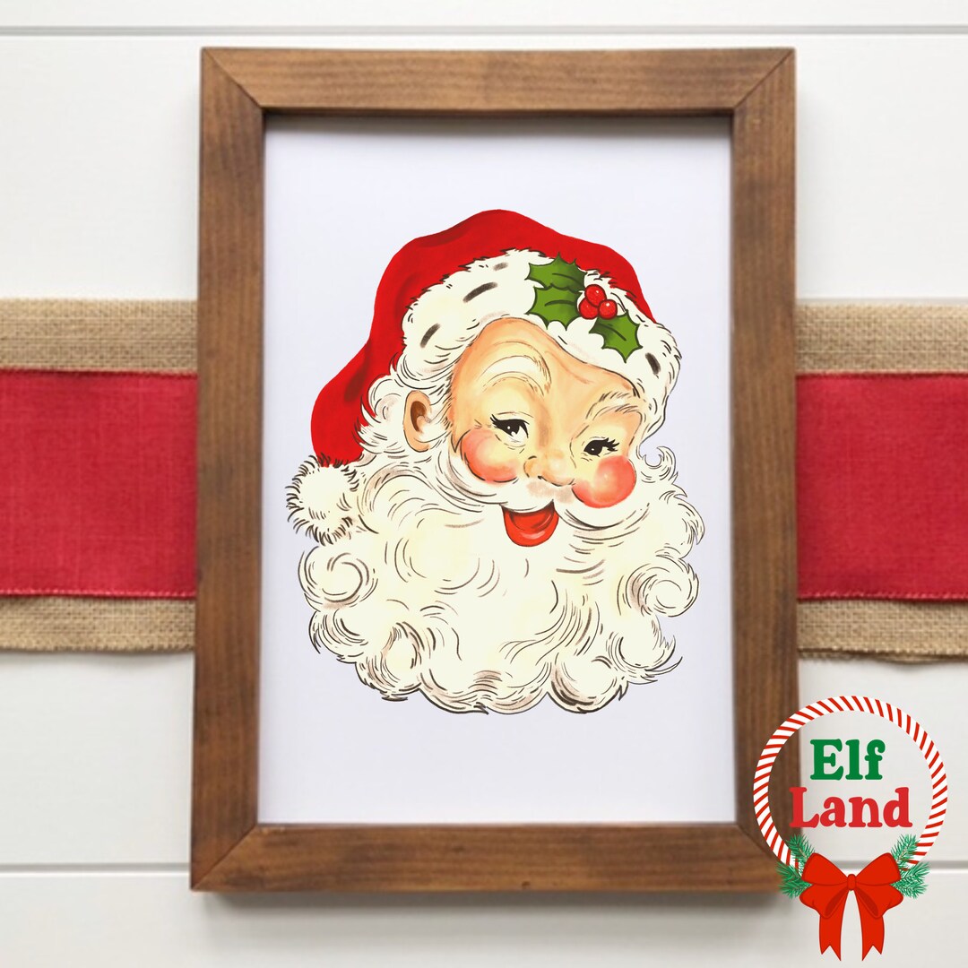 SANTA CLAUS-Cartel de marco de madera / Decoración de pared para el ...