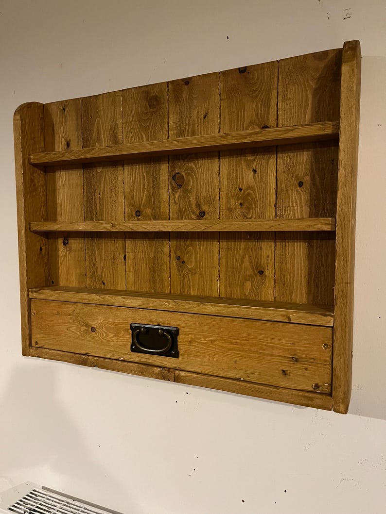 Wooden Rustic Wall Mounted Spice Rack / Spice and Herb Organization ...