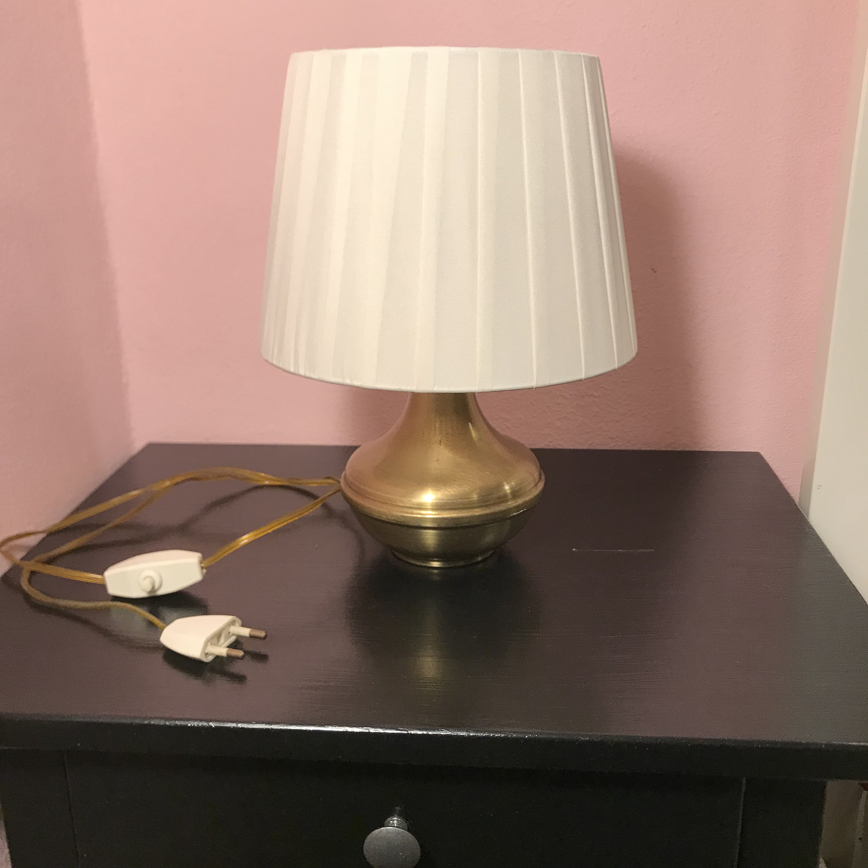 Vintage Table Light/ Beige Pleated Linen Lampshade/ Table Lamp With ...