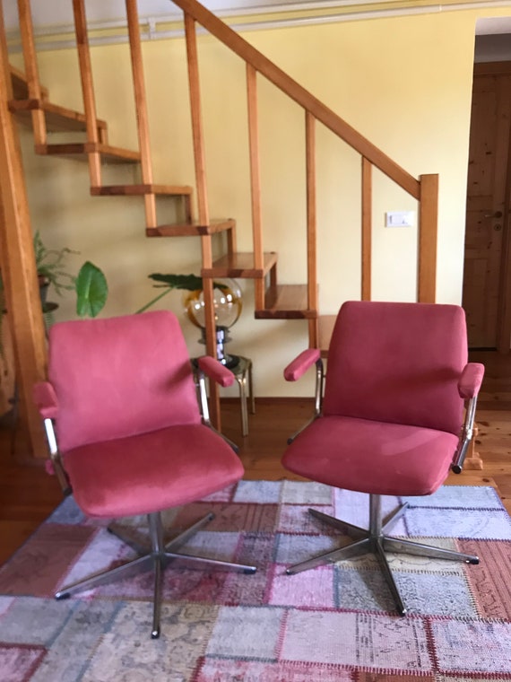 1 Vintage Coral Pink Swivel Armchair Retro Chair Stol Kamnik Yugoslavia Desk Chair Office Chair Mid century swivel Chair Etsy