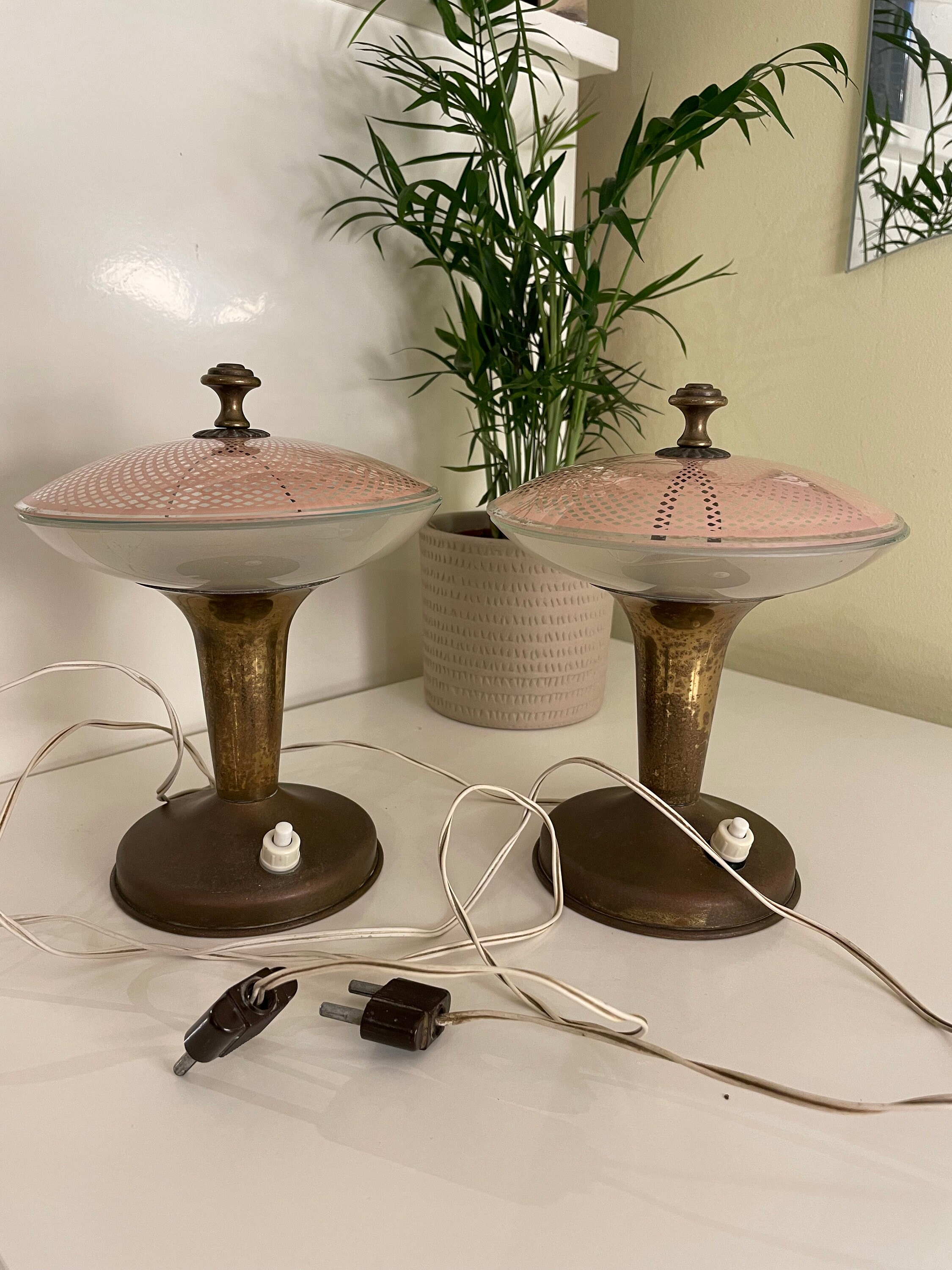 1 of 2 Vintage Night Lamp/ Italy /1950s /mid-century Modern/ Space Age ...