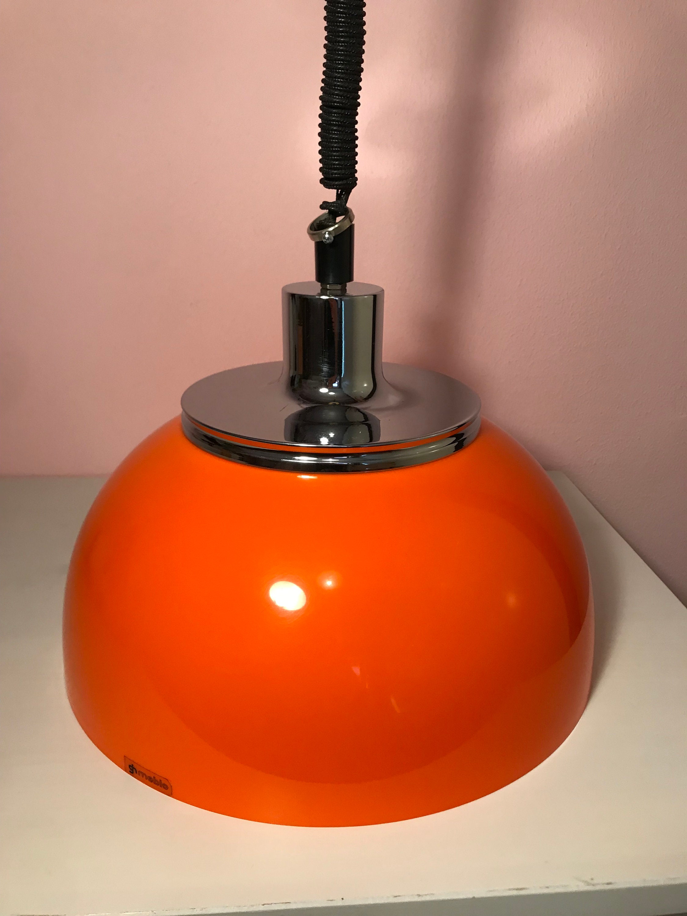 Vintage Meblo Pendant Lamp/guzzini Orange Model Faro/mid Century Modern ...