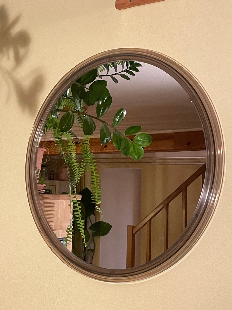 80s Mirror / Circle Mirror/round Wall Mirror / Transparent Plastic ...